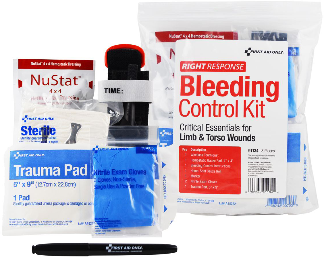 First Aid Only Right Response Critical Essentials Bleeding Control Kit ...