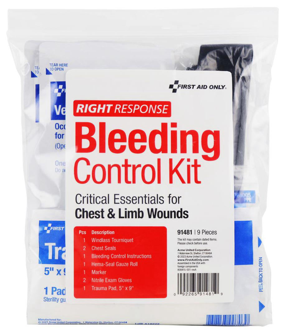 First Aid Only Right Response Critical Essentials Bleeding Control Kit ...