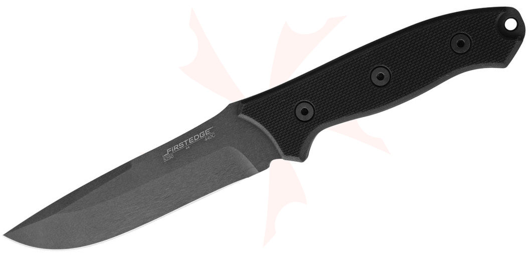 FirstEdge Field Knife Fixed 5.5" Black 440C Drop Point Blade, G10 ...