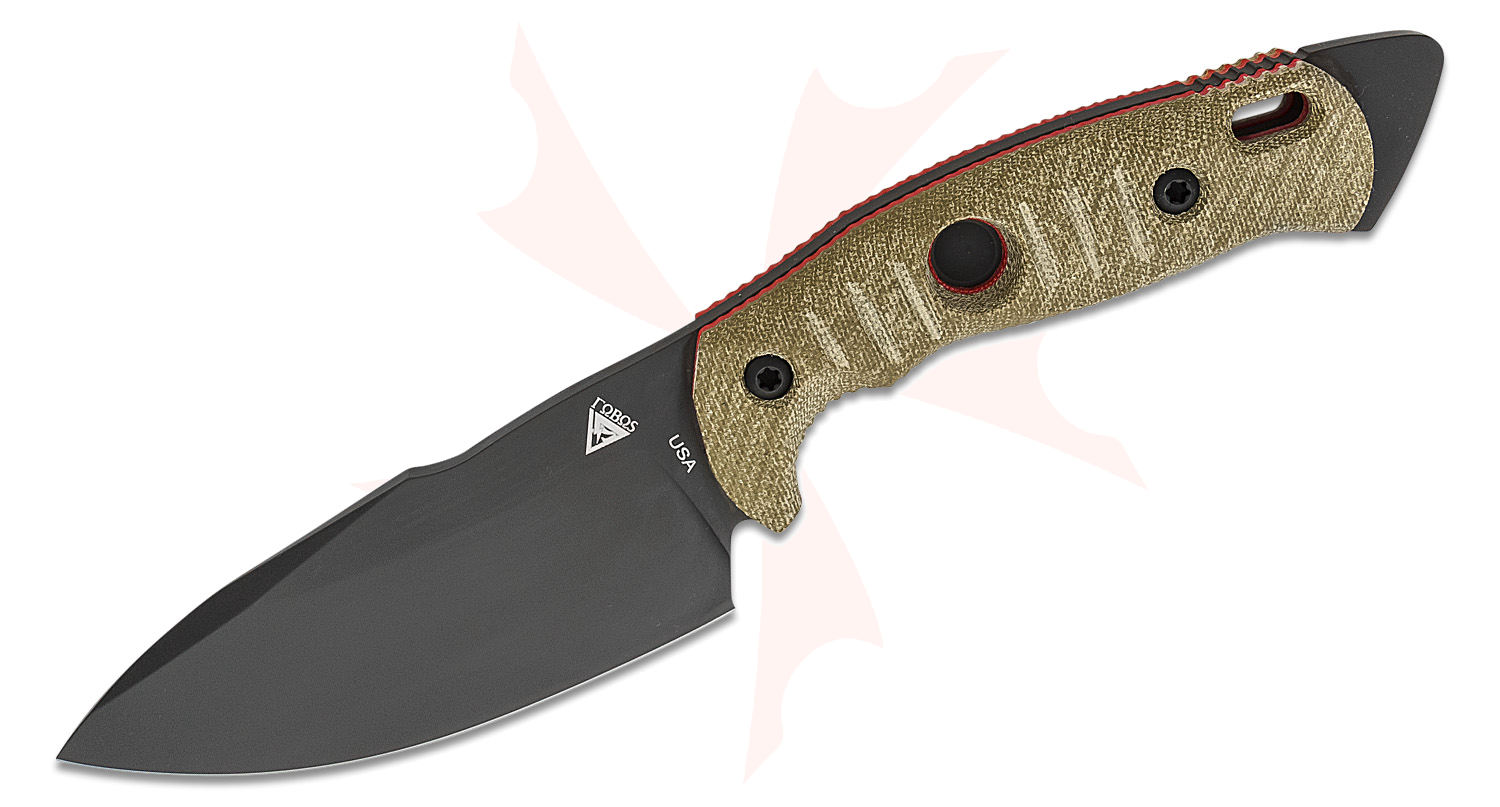 FOBOS Knives Alaris Fixed Blade Knife 4.92" CPM-3V Black PVD Drop Point ...