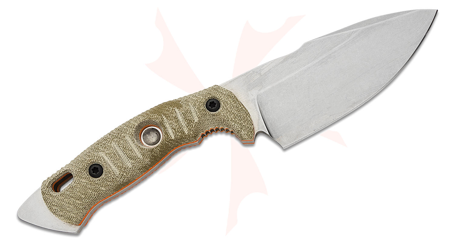 FOBOS Knives Alaris Fixed Blade Knife 4.92" CPM-3V Stonewashed Drop ...