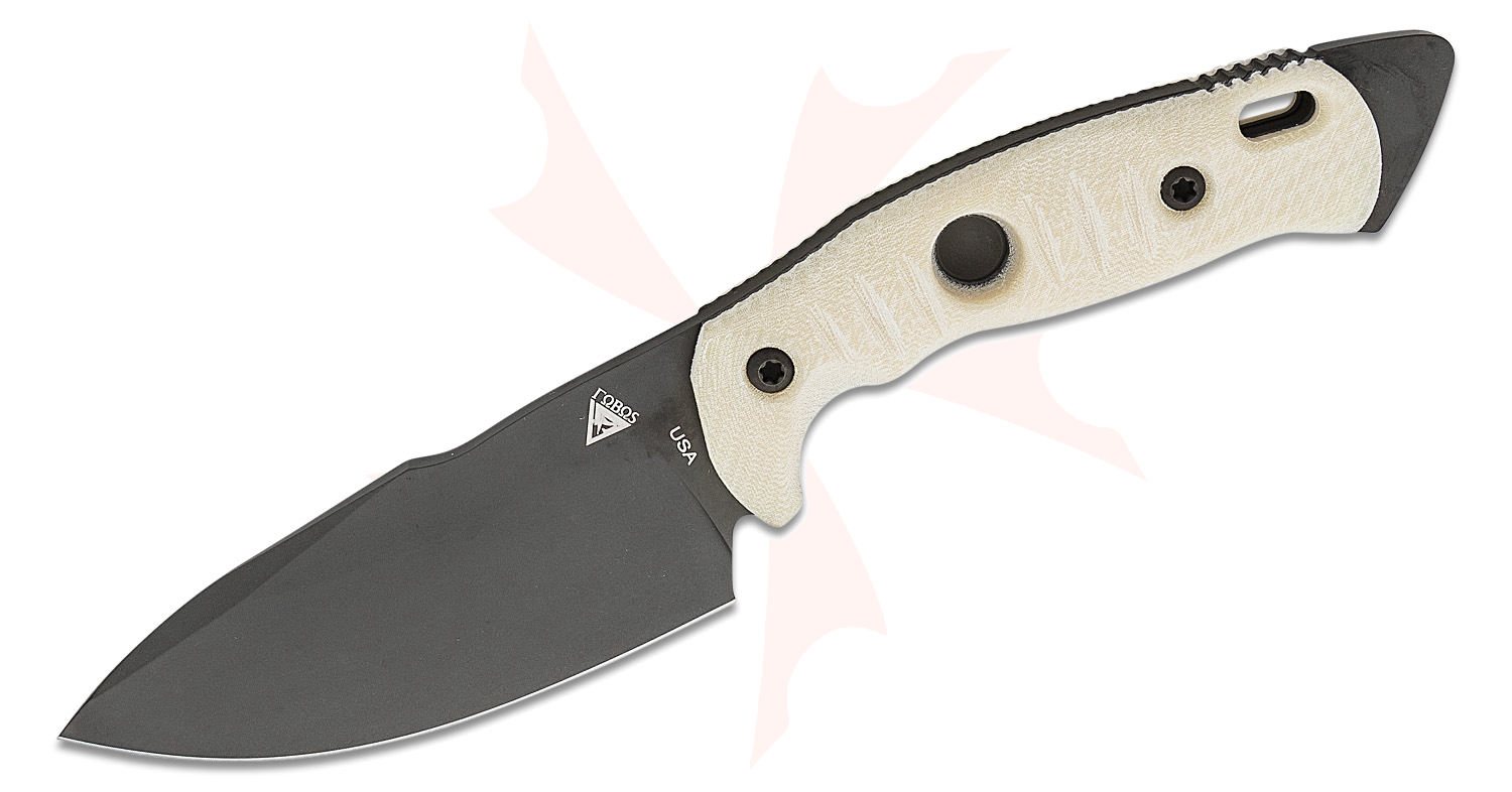 FOBOS Knives Alaris Fixed Blade Knife 4.92" CPM-3V Black PVD Drop Point ...