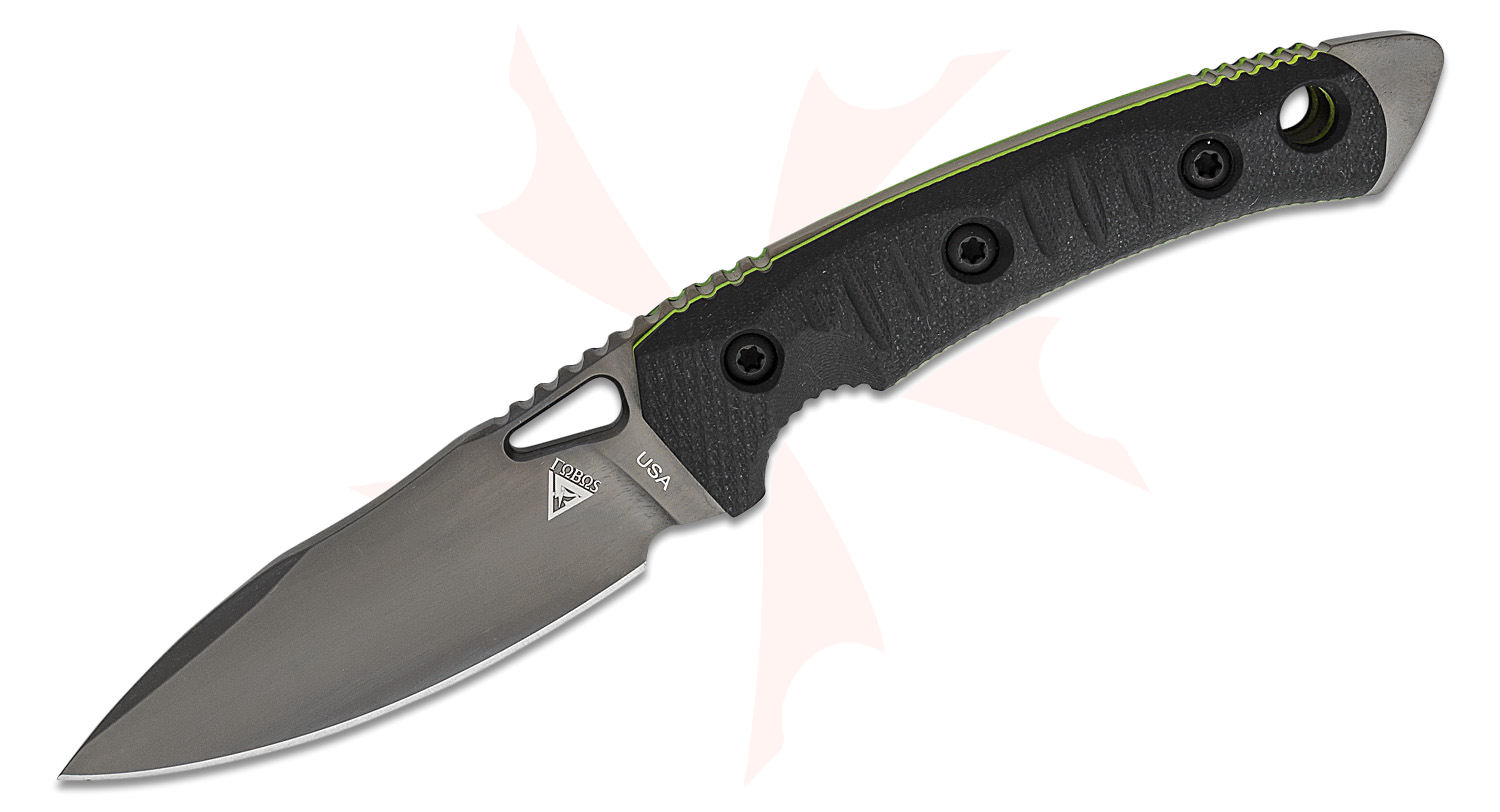 FOBOS Knives Cacula Fixed Blade Knife 4.31" CPM-S35VN Black PVD Drop ...
