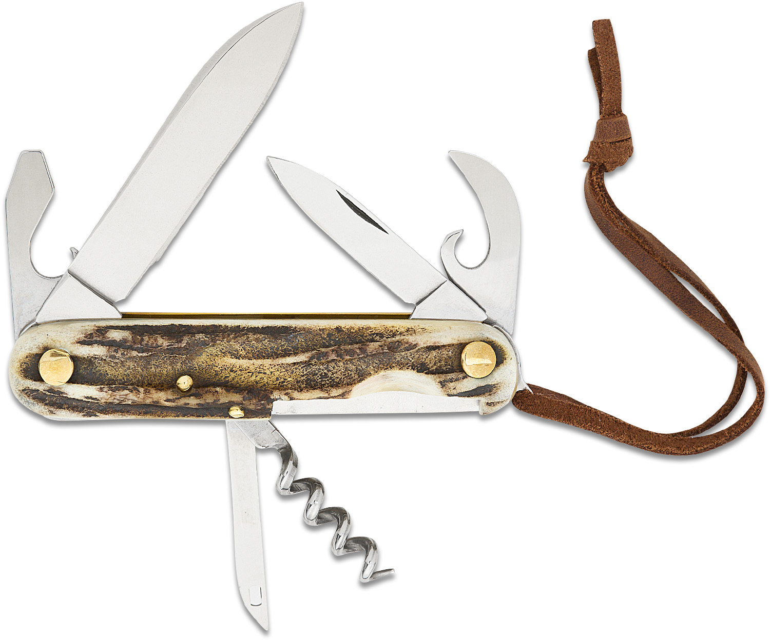 Fox Knives 226/6 CE Multi-Purpose 6-Function Pocket Knife, M390 Blade, Natural Deer Horn Handles ...