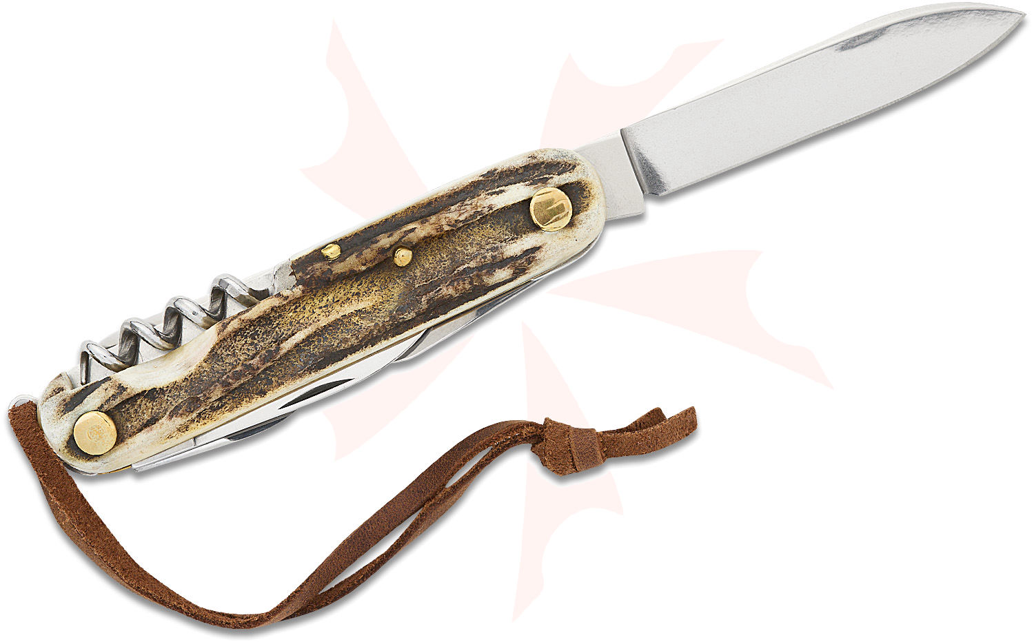 Fox Knives 226/6 CE Multi-Purpose 6-Function Pocket Knife, M390 Blade, Natural Deer Horn Handles ...