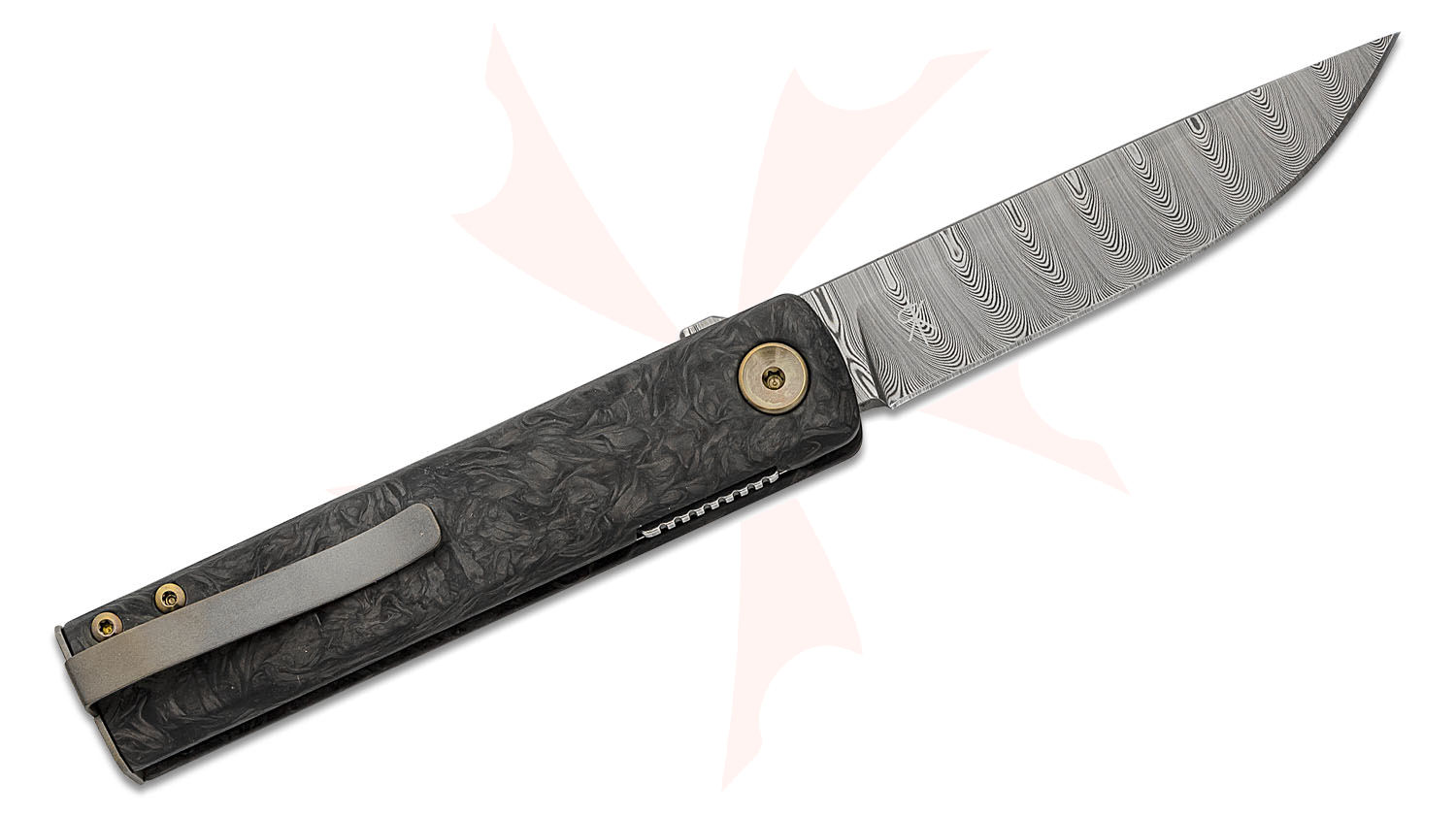 Fox FX-543 DCF Chnops Flipper Knife 2.95" Damascus Drop Point Blade ...