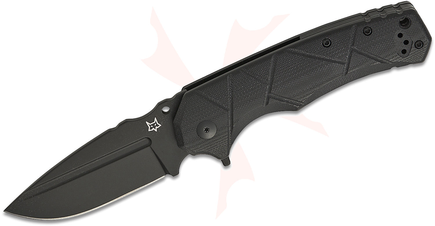 Fox FX-557 B Uro Liner Lock Flipper Knife 3.54" Niolox Black PVD Drop Point Blade, Black G10 ...