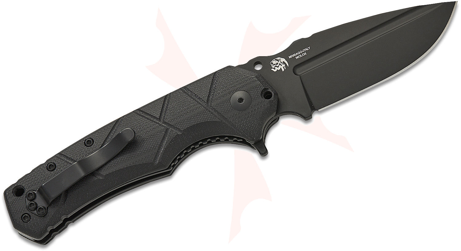 Fox FX-557 B Uro Liner Lock Flipper Knife 3.54" Niolox Black PVD Drop Point Blade, Black G10 ...