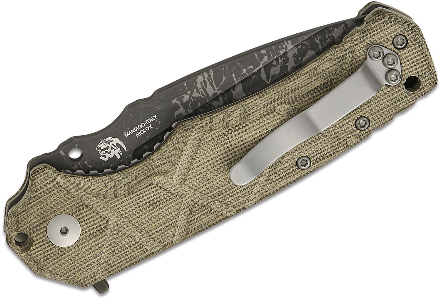 Fox FX-557 Uro Liner Lock Flipper Knife 3.54" Niolox Acid Washed Drop Point Blade, OD Green ...