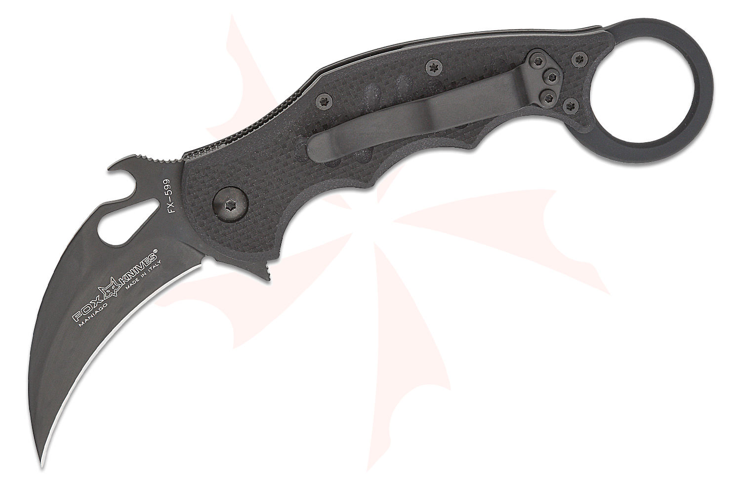 Fox FX-599 Liner Lock Folding Karambit 2.56" N690Co Black Plain Blade ...