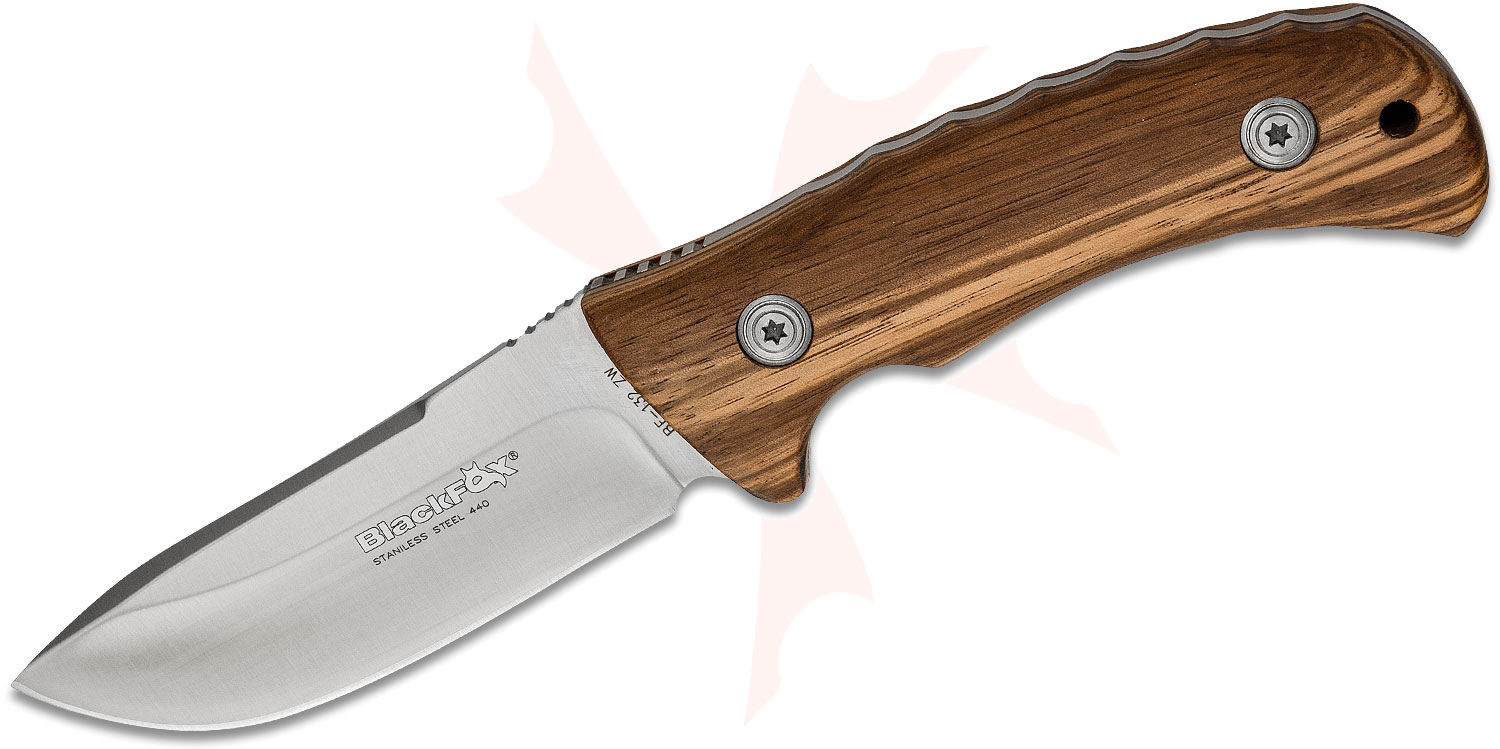 Fox BlackFox BF-132ZW Fixed Blade Knife 3.78" 44C Satin Drop Point ...