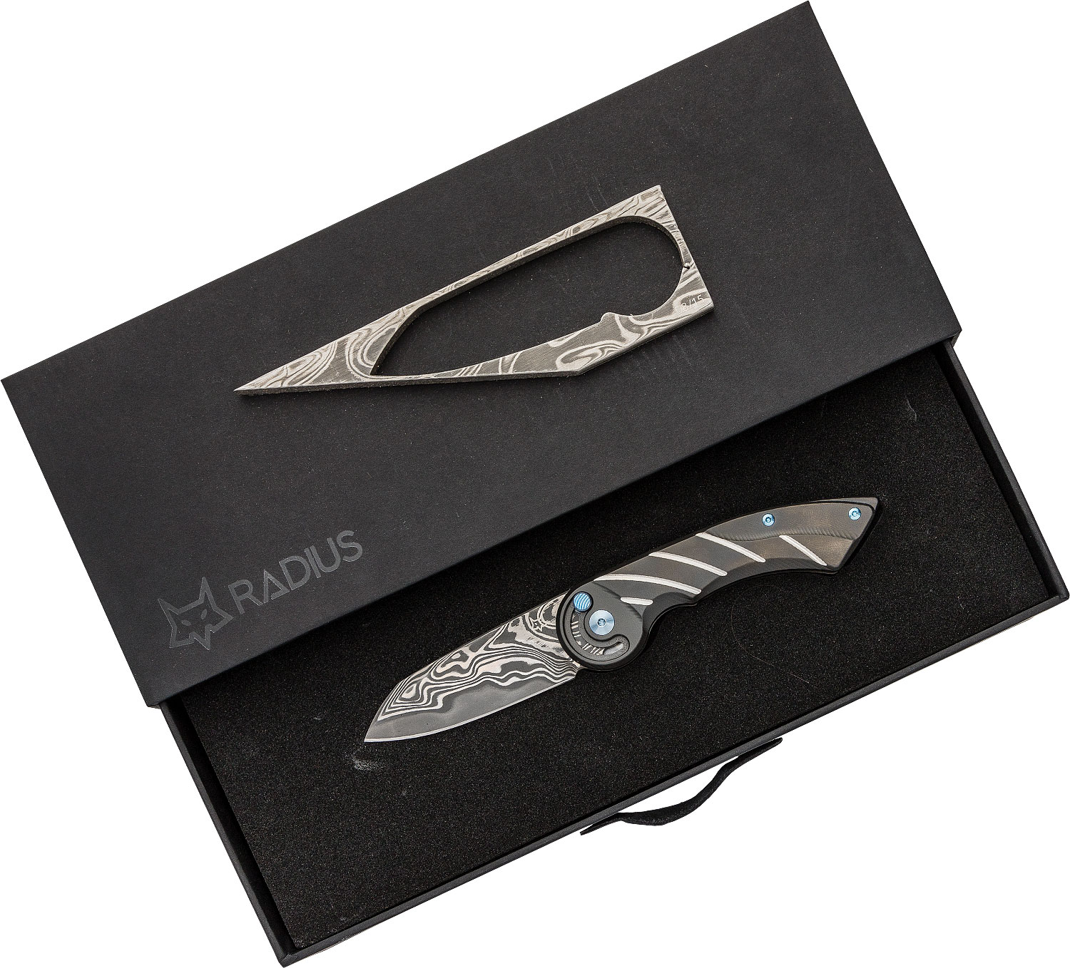 Fox FX-550 DTi Radius Folding Knife 2.95" Gysinge Damasteel Plain Blade ...