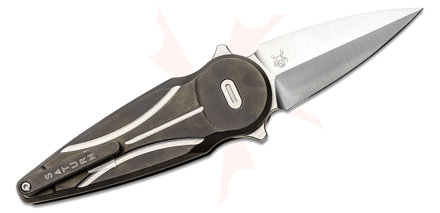 Fox FX-551 Ti Saturn Flipper Knife 2.56" M390 Satin Spear Point Blade ...