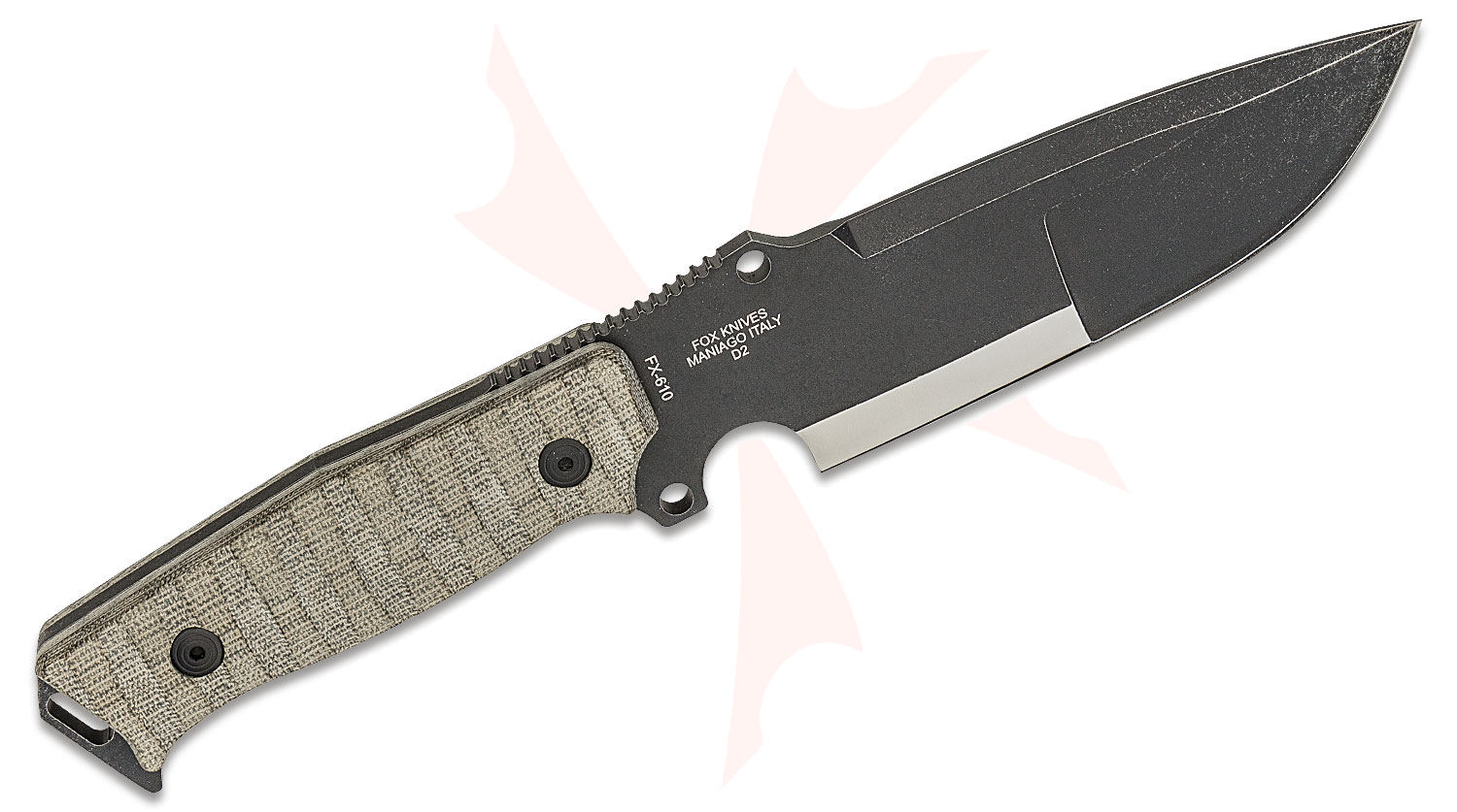 Fox FX-610 Sherpa Fixed Blade Knife 6.30" D2 Black Stonewashed Drop ...