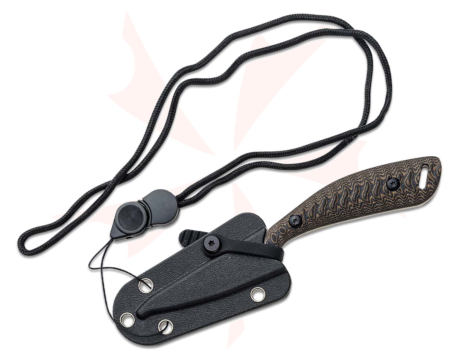 Fox Edge FE006 Fixed Blade Neck Knife 2" Satin Blade, Black/Brown G10 ...