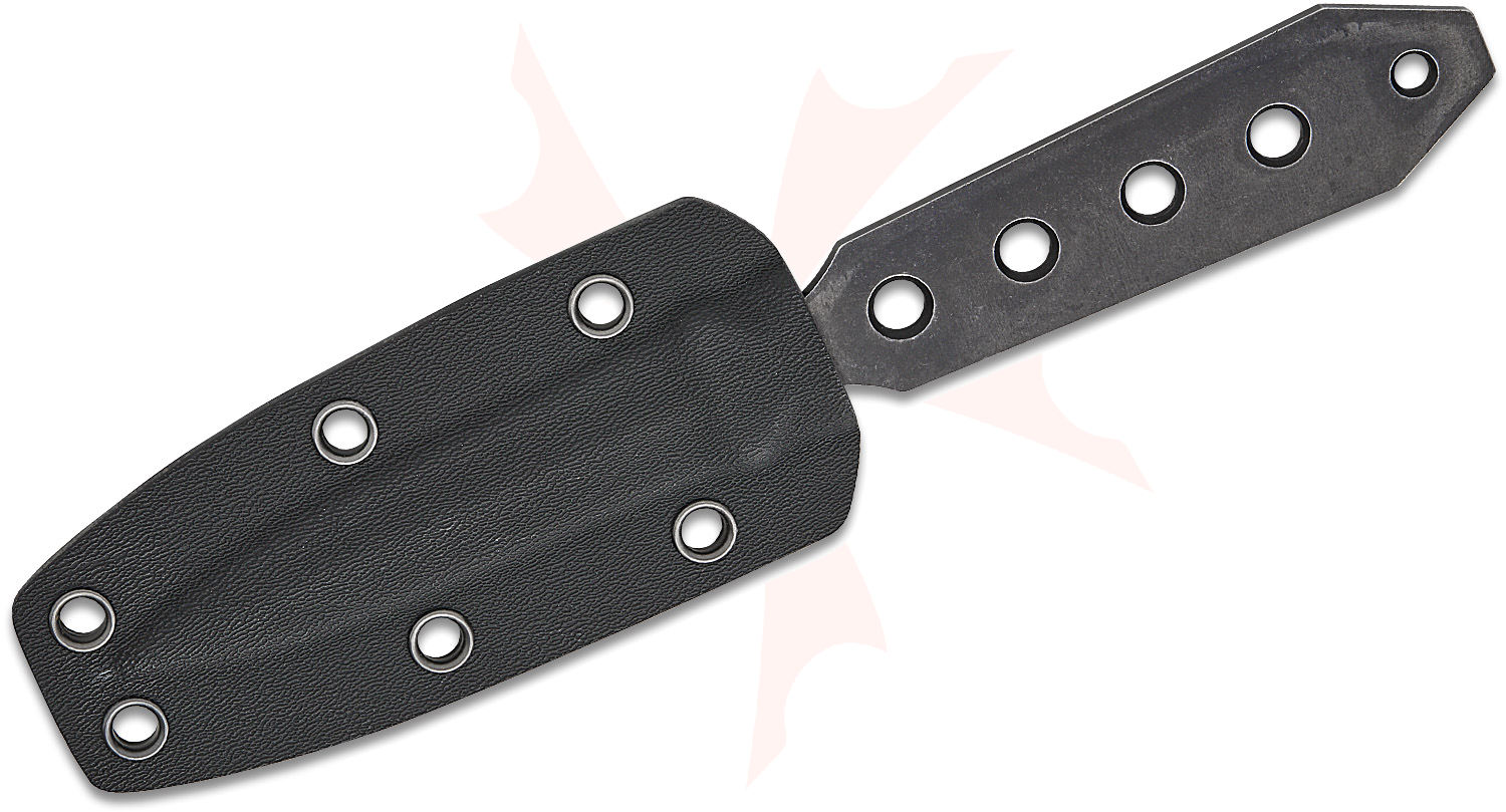 Fred Perrin Le Dague Fixed Blade Knife 3" Black Stonewashed Double Edge ...