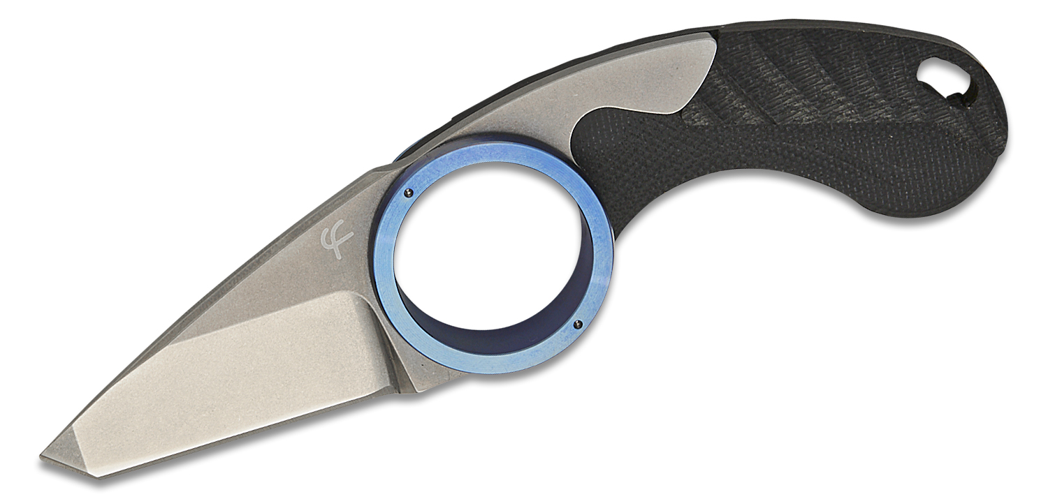 Fred Perrin La Griffe Friction Folding Neck Knife 1.5" Stonewashed Tanto Blade, Black G10 ...