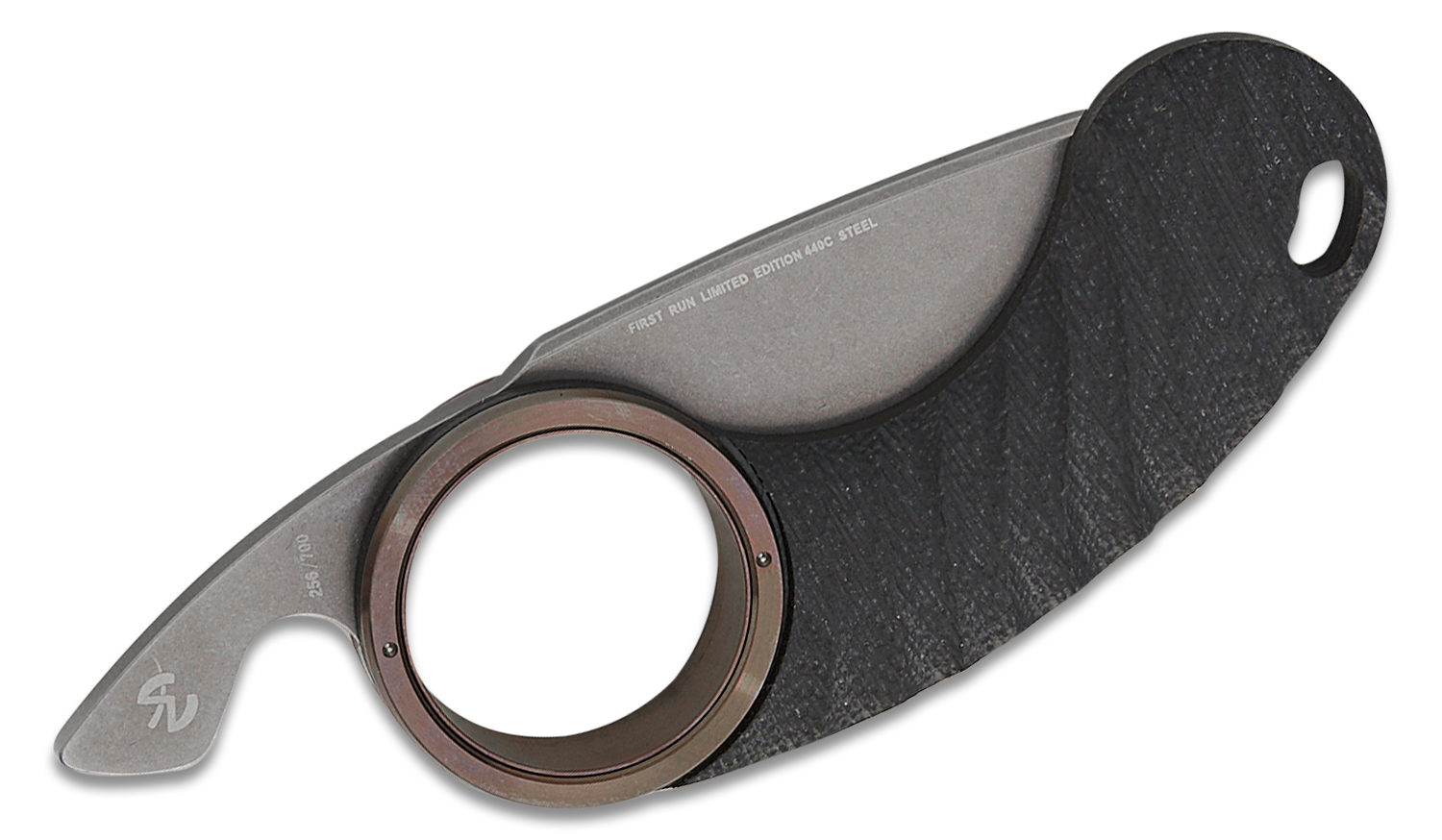 Fred Perrin La Griffe Friction Folding Neck Knife 1.5" Stonewashed Tanto Blade, Black G10 ...