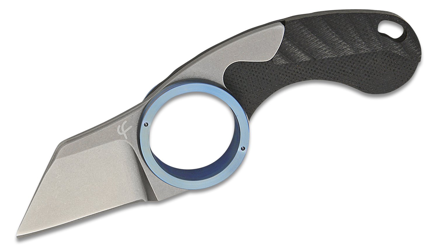 Fred Perrin La Griffe Shark Friction Folding Neck Knife 1.5" Stonewashed Wharncliffe Blade ...