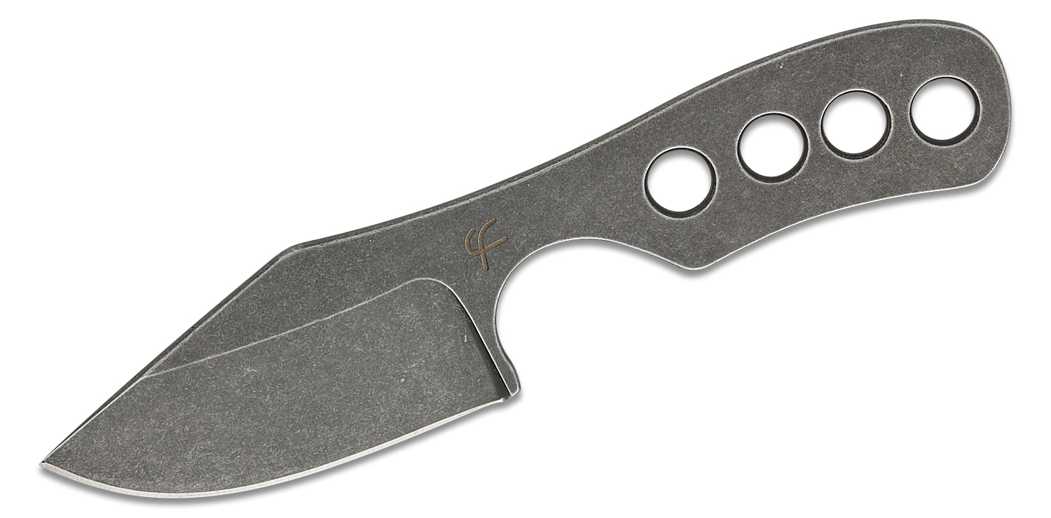 Fred Perrin Neck Bowie Neck Knife 2.7" Black Stonewashed Clip Point Blade, One-Piece ...