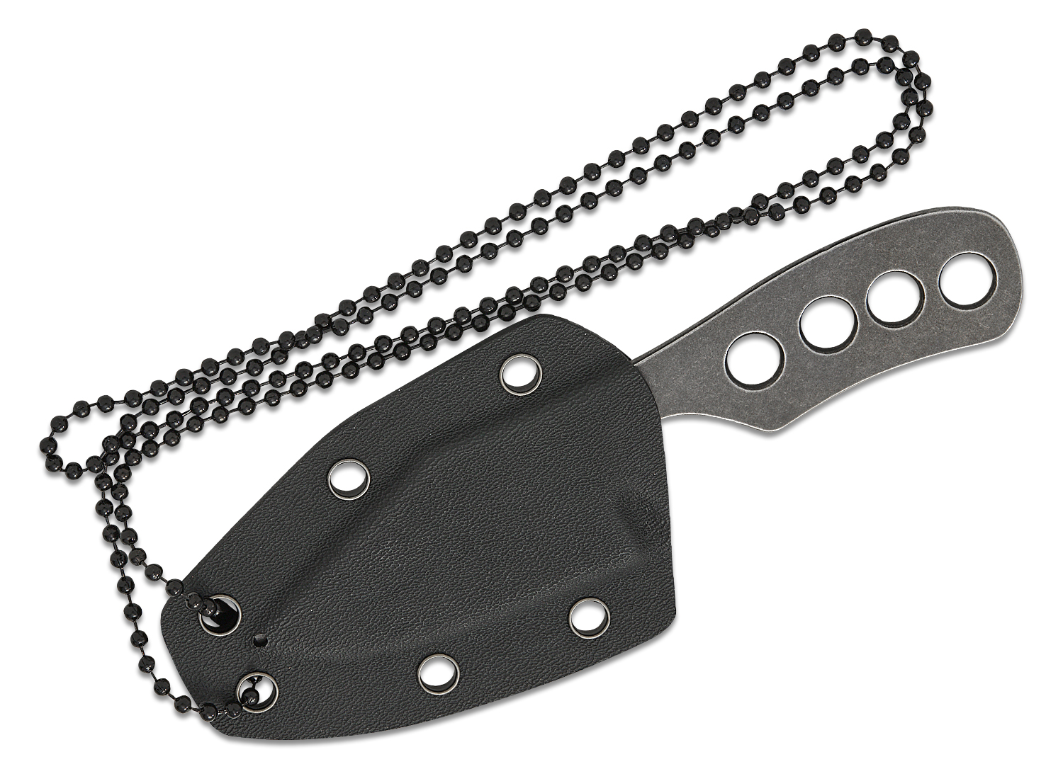 Fred Perrin Neck Bowie Neck Knife 2.7" Black Stonewashed Clip Point Blade, One-Piece ...
