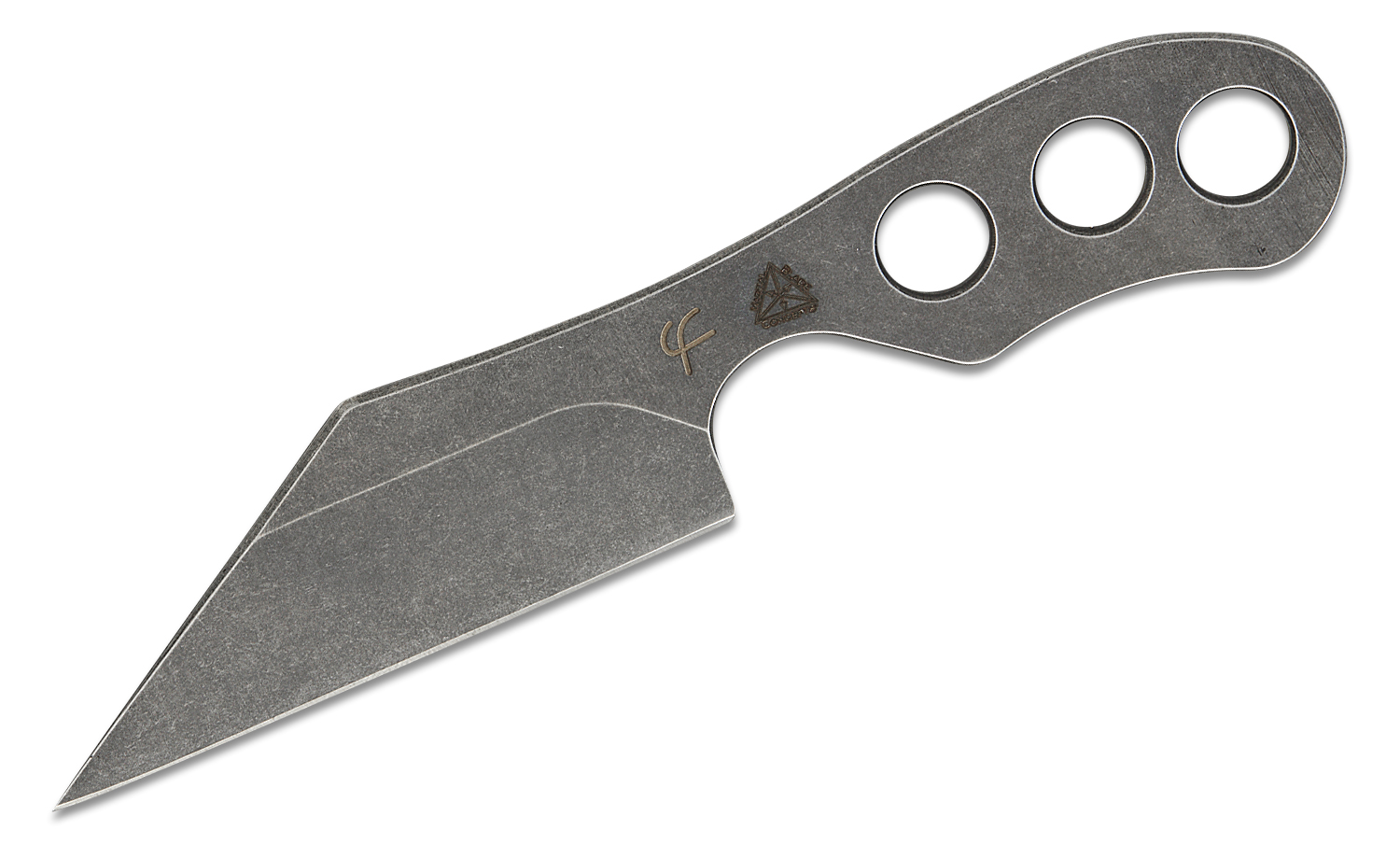 Fred Perrin Limited Edition Fusion Slim Neck Knife 3.25" Black Stonewashed Wharncliffe Blade ...