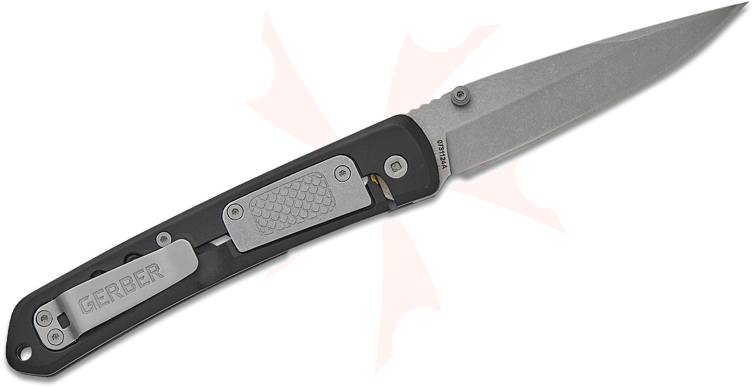 Gerber Affirm Frame Lock Folding Knife 3.5" Stonewashed Clip Point ...