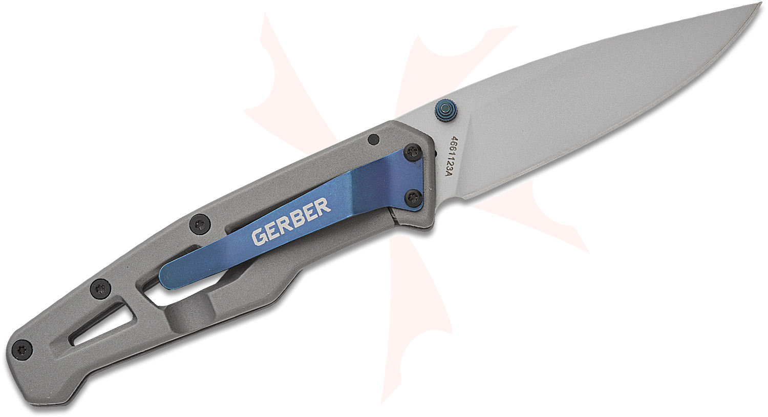 Gerber Paralite Folding Knife 3.125" Satin Plain Blade, Gray Stainless ...