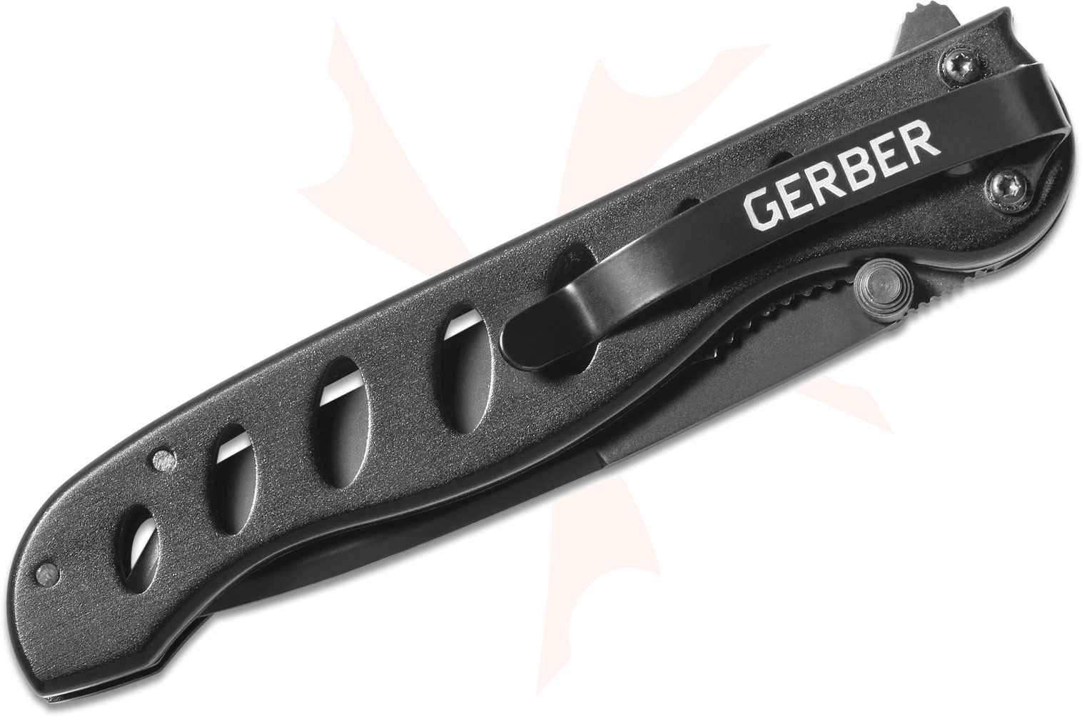 Gerber Evo Large Tanto 3.5" Black Combo Blade, Black Aluminum Handles ...