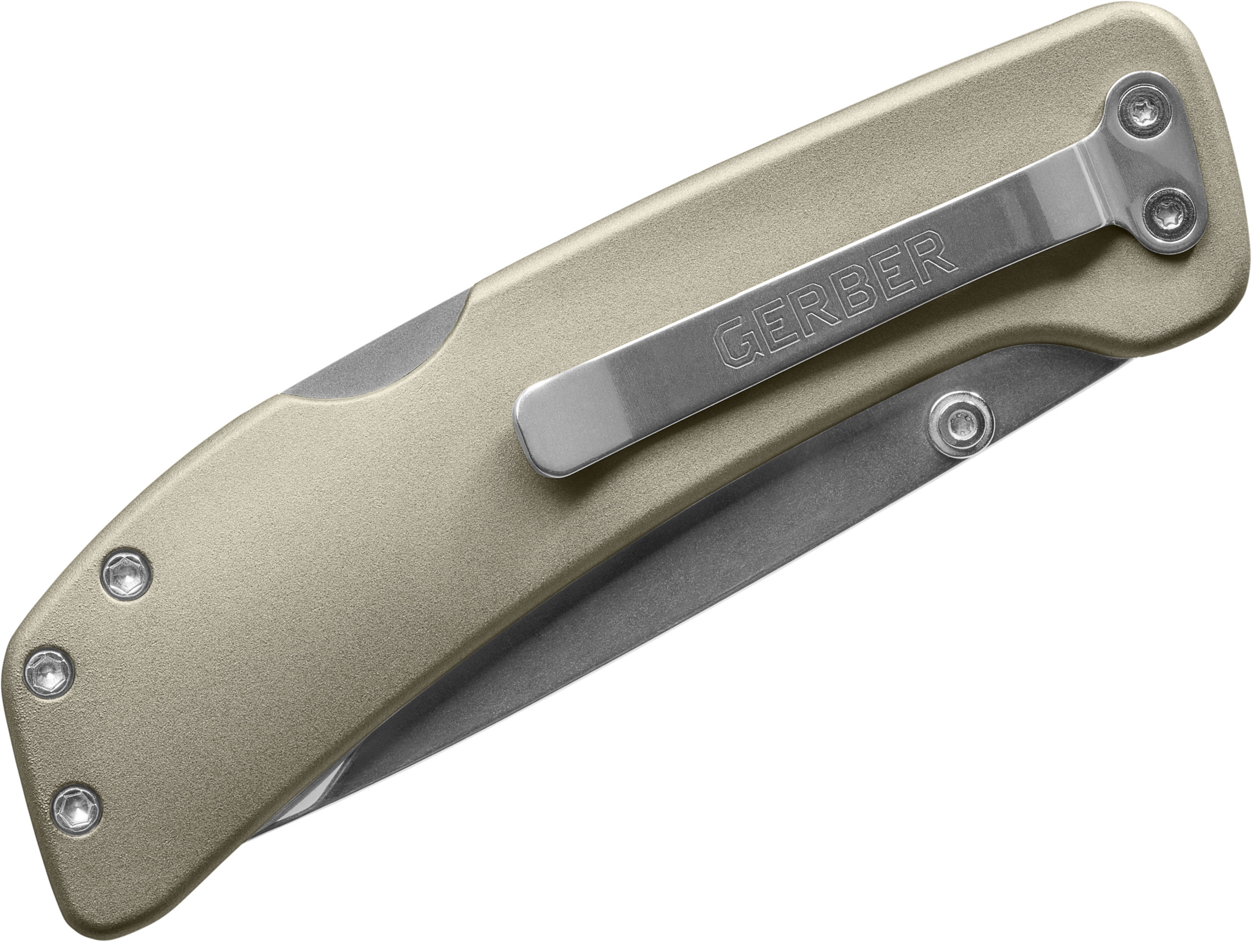 Gerber 39 Series Lockback Folding Knife 3" Polished Blade, Gold Zinc ...