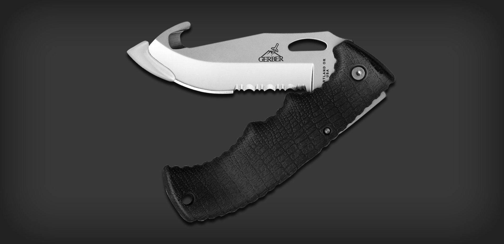Gerber Gator II Folding Knife 3.62" Combo Drop Point Blade, Gator Grip ...