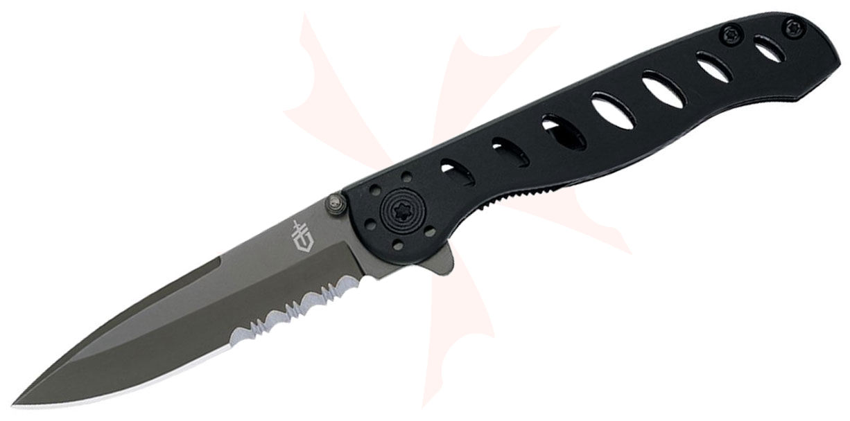 Gerber EVO Jr. Flipper Knife 2.75" Combo Edge Drop Point, Black ...