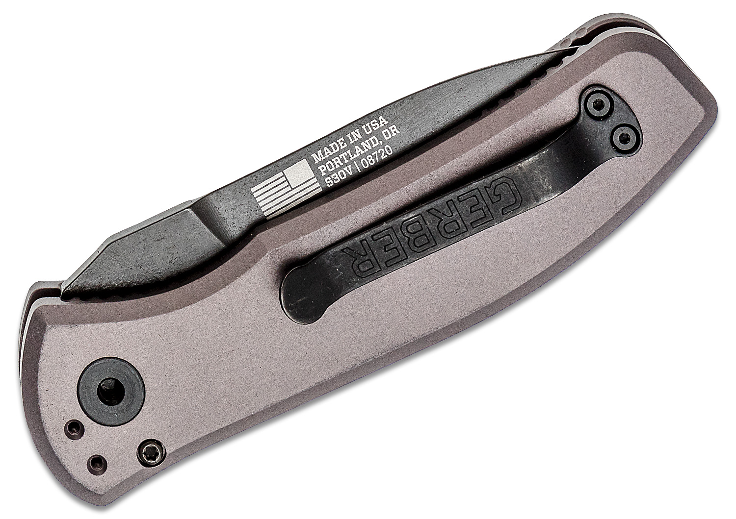 Gerber Empower AUTO Folding Knife 3.25" S30V Black Plain Blade, Gray ...