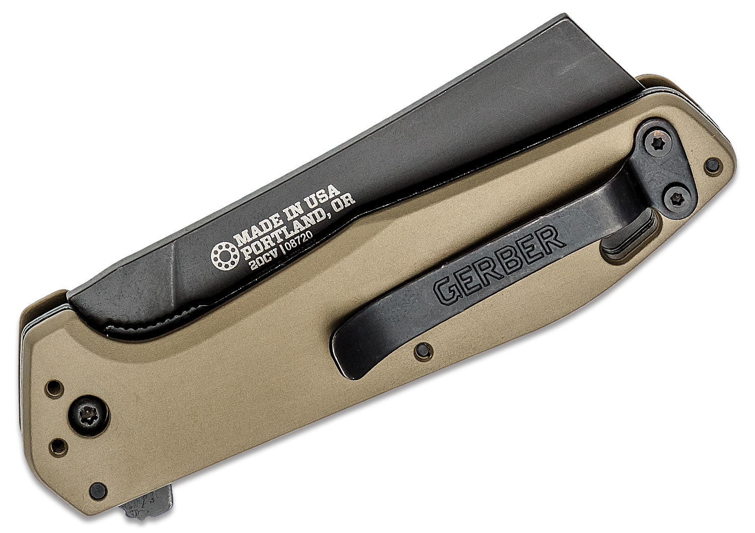 Gerber Fastball Flipper Knife 3" CPM-20CV Black Cleaver Blade, Coyote ...