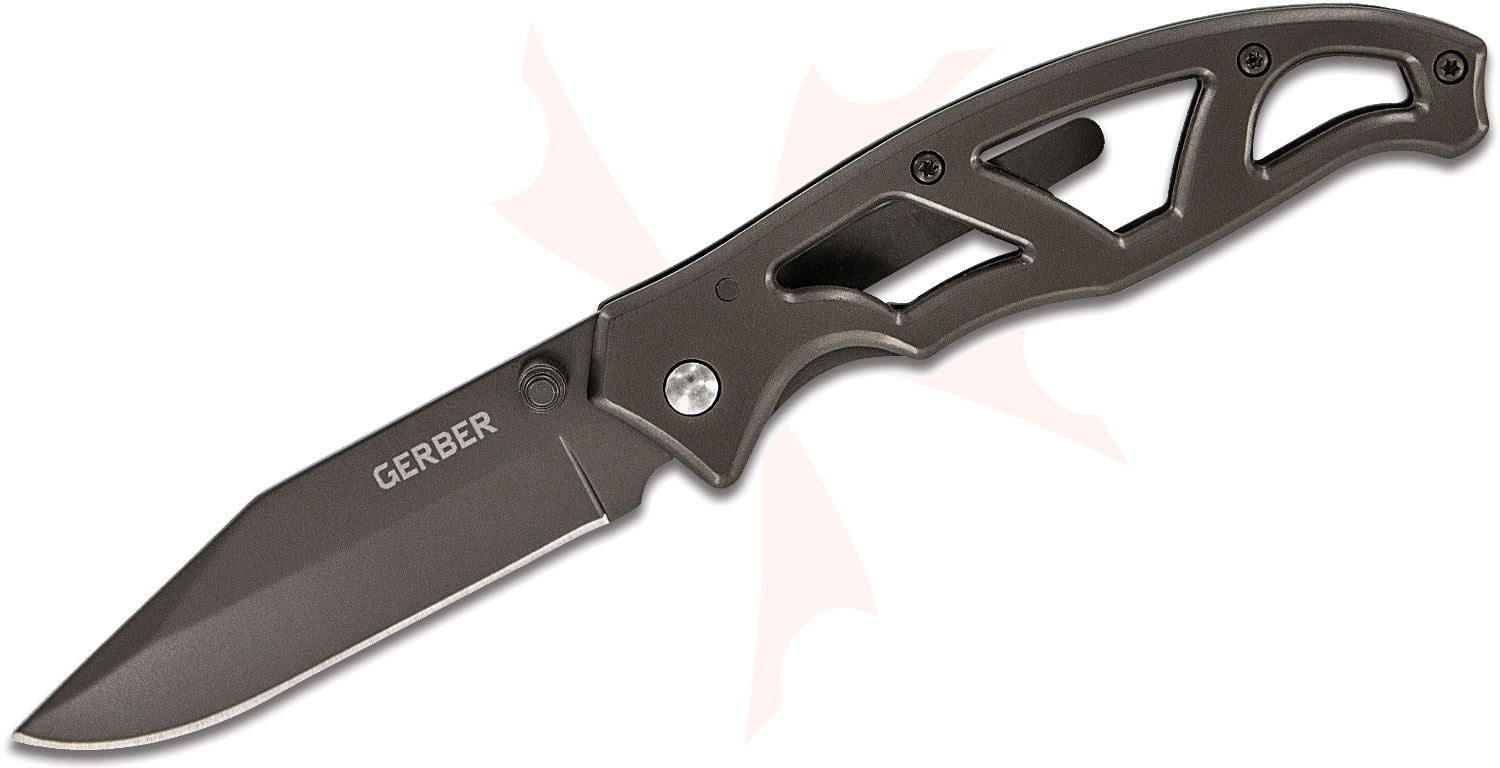 Gerber Paraframe I Folder 3" Ti-Gray Clip Point Blade, Skeletonized ...