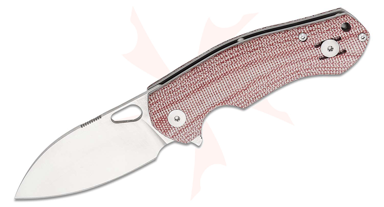 GiantMouse ACE Biblio Flipper Knife 2.875" M390 Satin Blade, Red Canvas ...