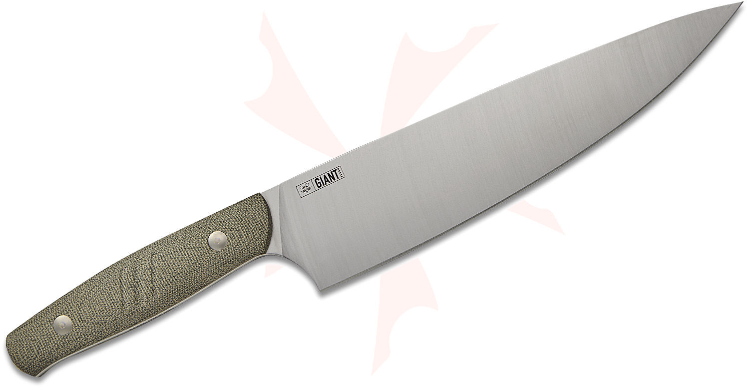 GiantMouse Kitchen Chef's Knife 8.43" Nitro-B Satin Blade, Green Canvas ...