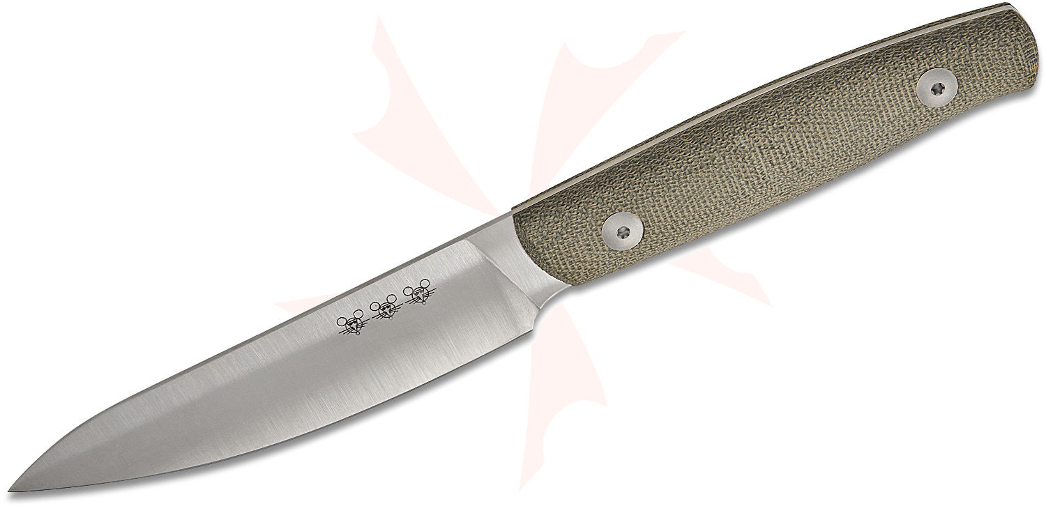 GiantMouse Kitchen Paring Knife 4.16" Nitro-B Satin Blade, Green Canvas ...