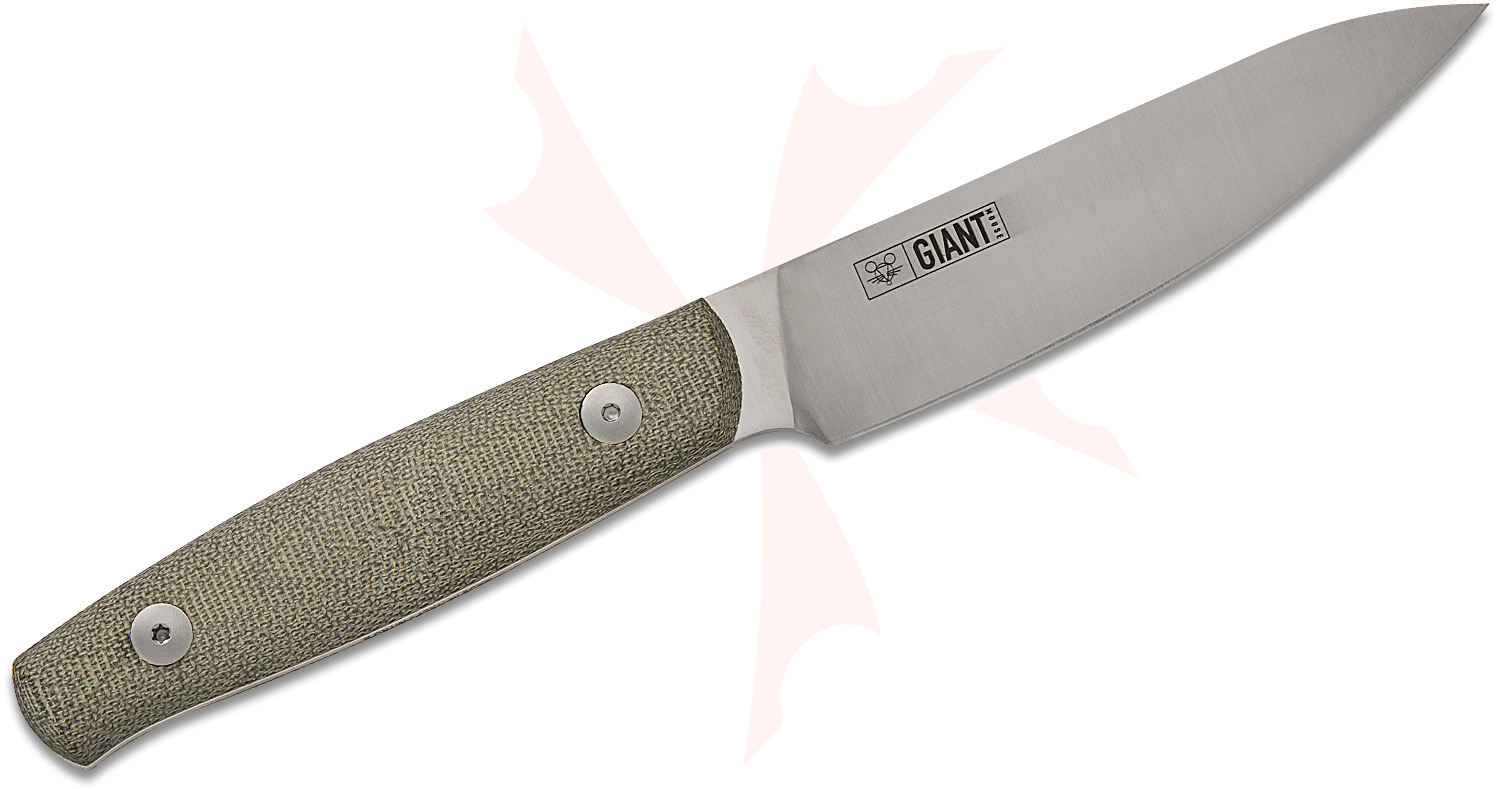 GiantMouse Kitchen Paring Knife 4.16" Nitro-B Satin Blade, Green Canvas ...