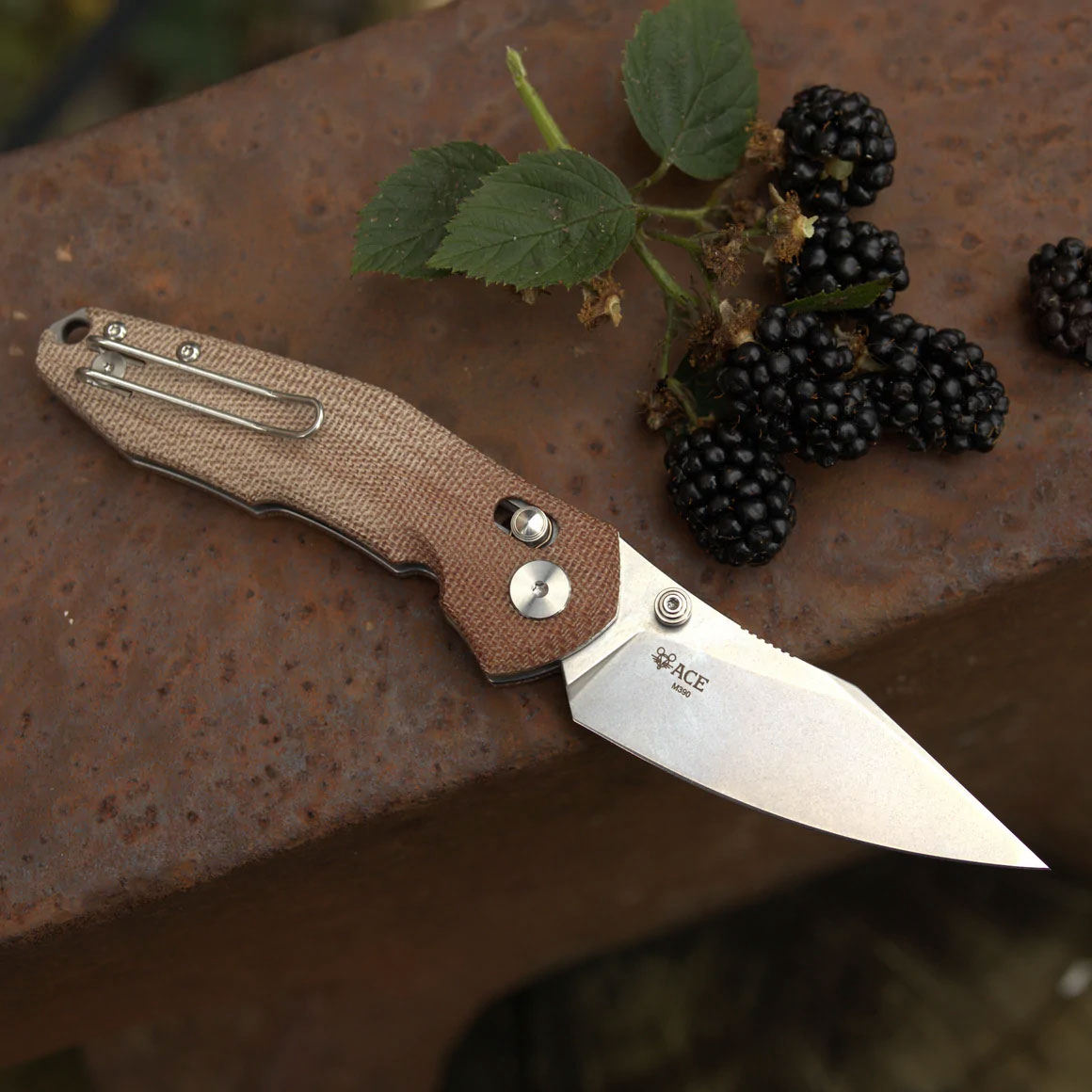 GiantMouse ACE Nazca Crossbar Lock Folding Knife 3.15" M390 Stonewashed ...