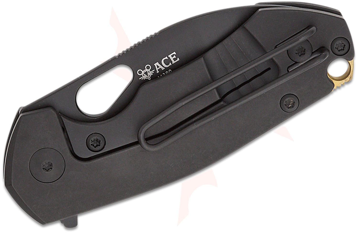 GiantMouse ACE Riv Blackout Flipper Knife 2.44" M390 Black PVD Blade ...
