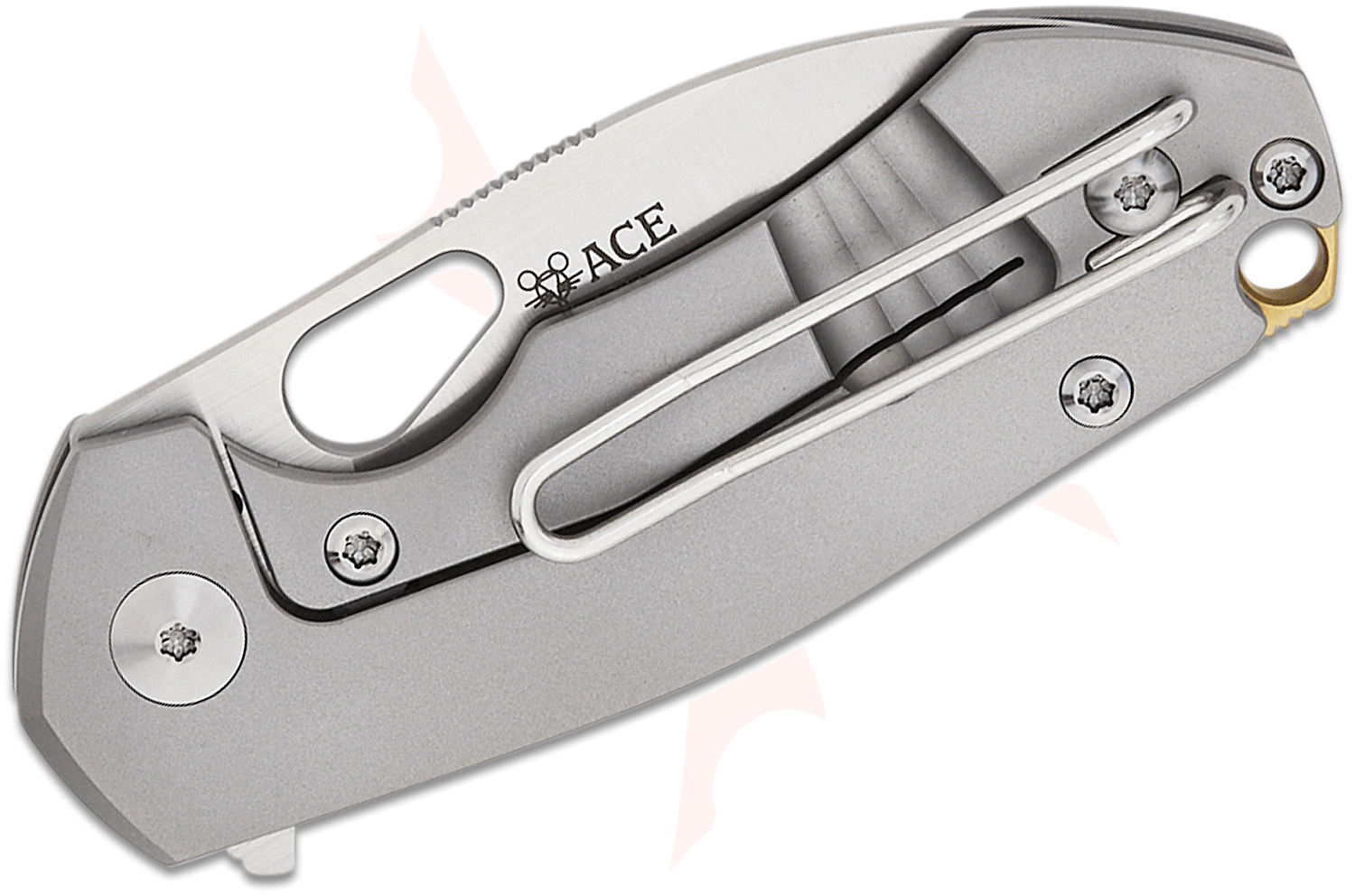 GiantMouse ACE Riv Flipper Knife 2.44" M390 Satin Blade, Titanium ...