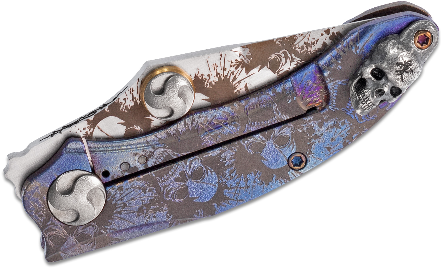 Glenn Waters Custom Viper Skulls Folding Art Knife 2.5" S35VN Laser ...