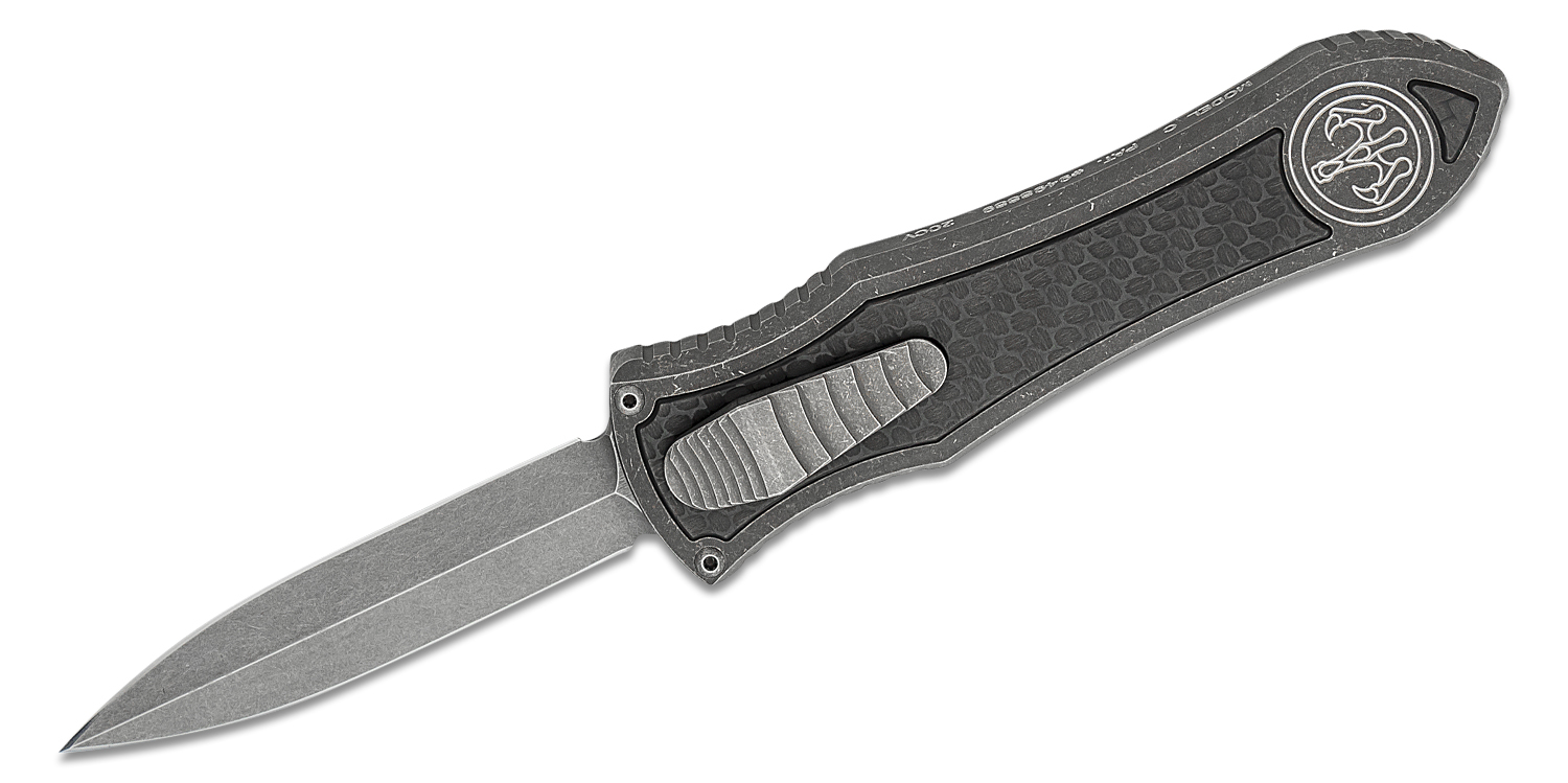 Grant & Gavin Hawk Custom Deadlock Model C OTF AUTO 3.5" CPM-20CV Tumbled Double Edge Dagger ...