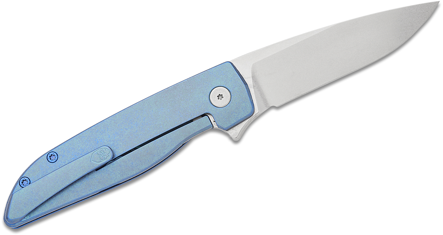 Grimsmo Knives Custom Rask #2269 Flipper Knife 3.5" CPM-154 Stonewashed ...