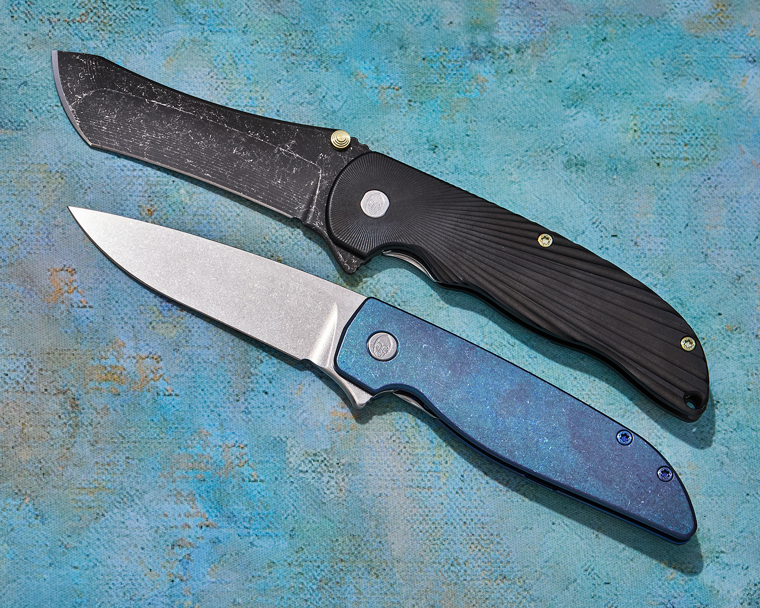 Grimsmo Knives Custom Rask #2269 Flipper Knife 3.5" CPM-154 Stonewashed ...