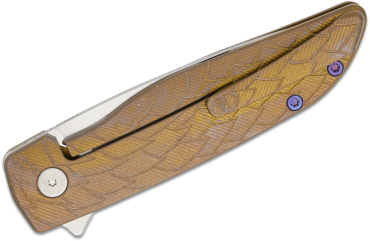 Grimsmo Knives Custom Rask #2277 Flipper Knife 3.5" CPM-154 Stonewashed ...