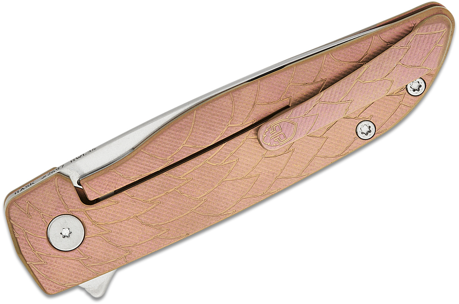 Grimsmo Knives Custom Rask #2697 Flipper Knife 3.5" RWL-34 Stonewashed ...