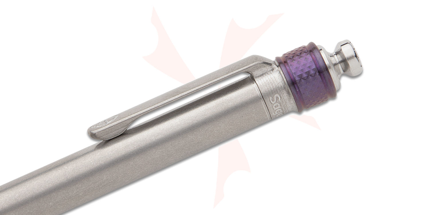 Grimsmo Knives Custom Saga Pen #5639, Stonewashed Titanium with Plum ...