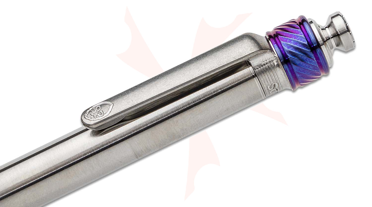 Grimsmo Knives Custom Saga Pen #4777, Silver Titanium with Purple Helix ...